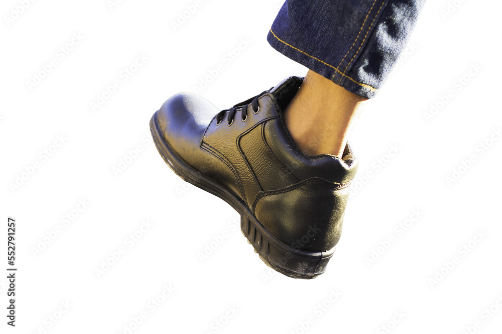 Wear safety shoes to ensure safety at work. construction workers wear ...
