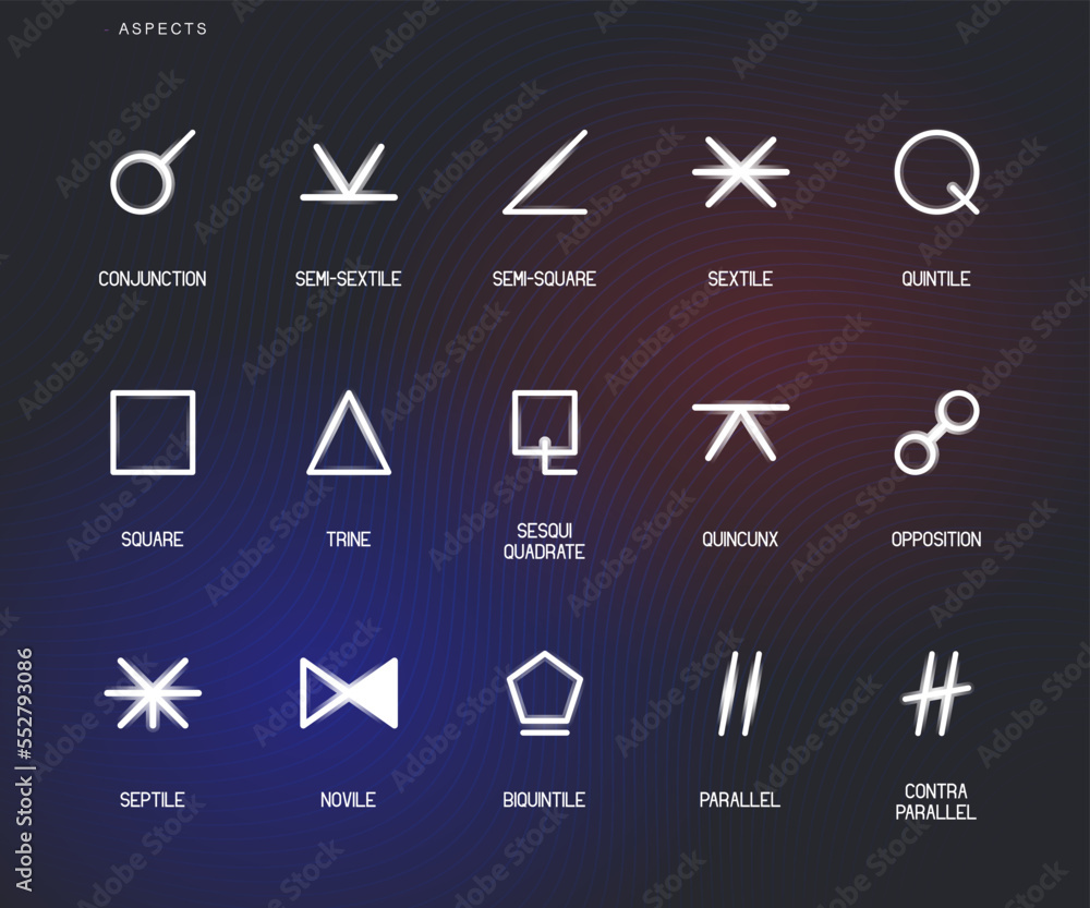 ASPECTS zodiac horoscope thin line label linear design esoteric ...