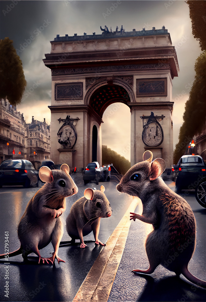 Parisian mice, Paris, France, arc de triomphe, etoile, animal, fable ...