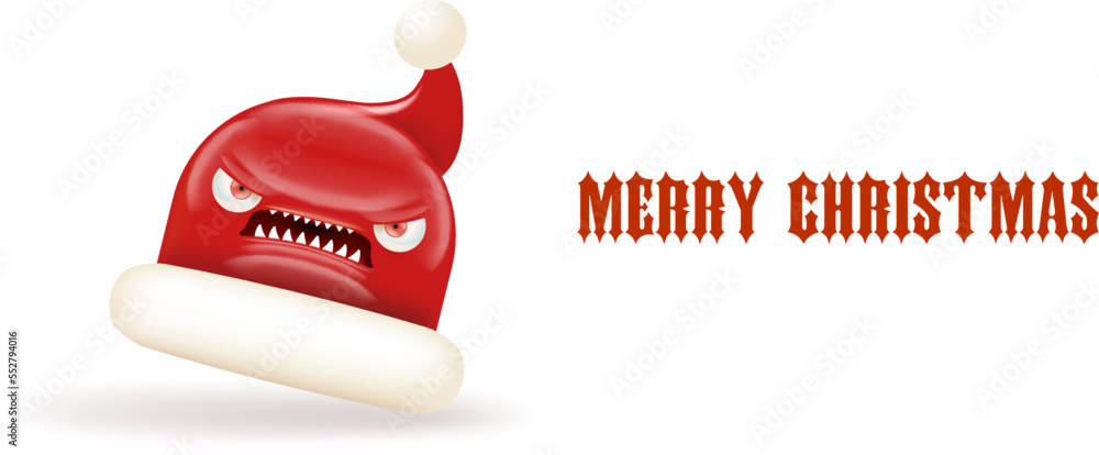 Vector cartoon monster Santa Claus red hat with grinch face isolated on ...