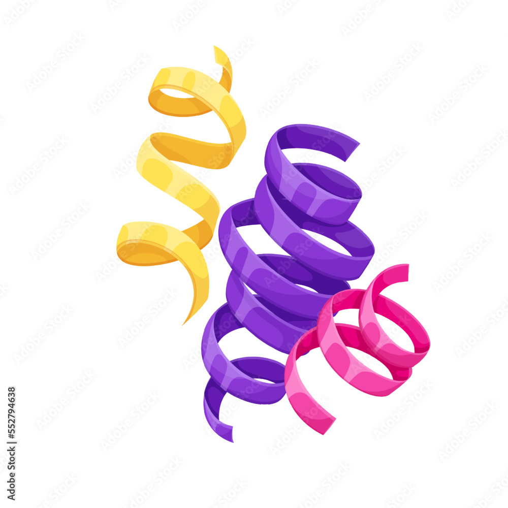 Serpentine set vector illustration. Cartoon isolated spiral paper ...