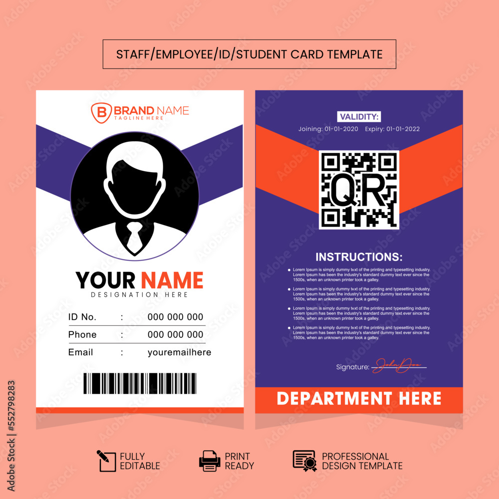 Clean and Simple ID Card Design Template. Simple Business ID Card ...