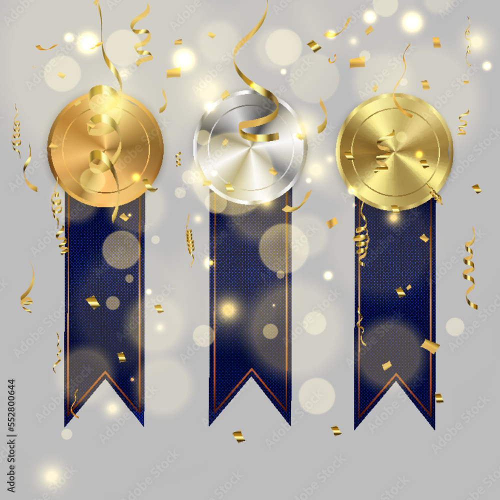 Set of gold, bronze and silver. Award medals isolated on transparent ...