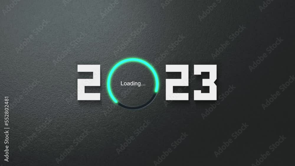2023 loading animation isolated on black background. New year concept ...