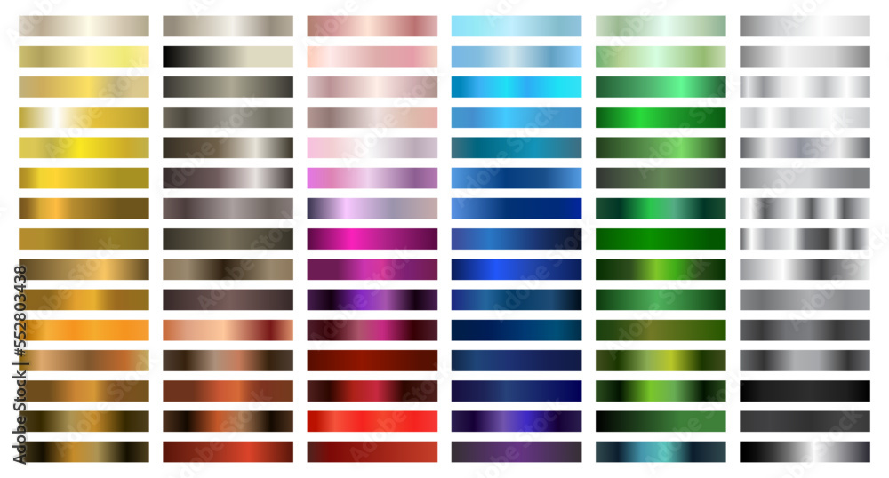 Metal and Color Gradient Collection of Swatches. Stock Vector | Adobe Stock