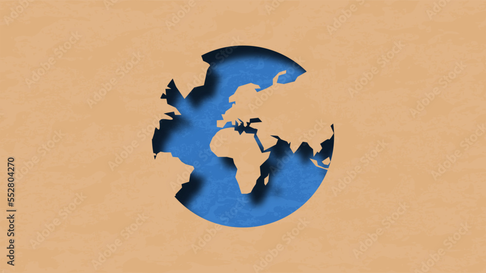 Globe Earth World Map Paper Cut Out Vector Stock Vector | Adobe Stock