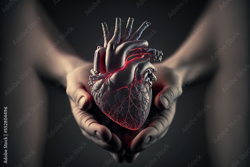 Animated GIF of a hand in front of a heart Generative AI Stock ...