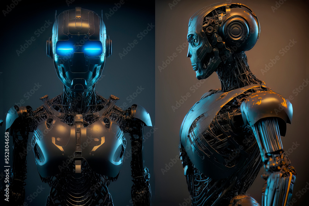 Robots. Futuristic interpretation Future 2025. Illustration for ...