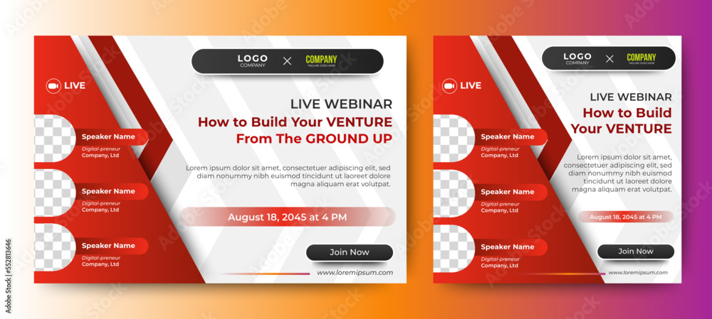 Business Conference live webinar banner invitation and social media ...