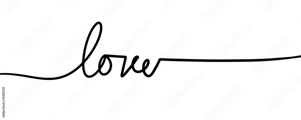 Love text typography line art banner background design vector. Stock ...