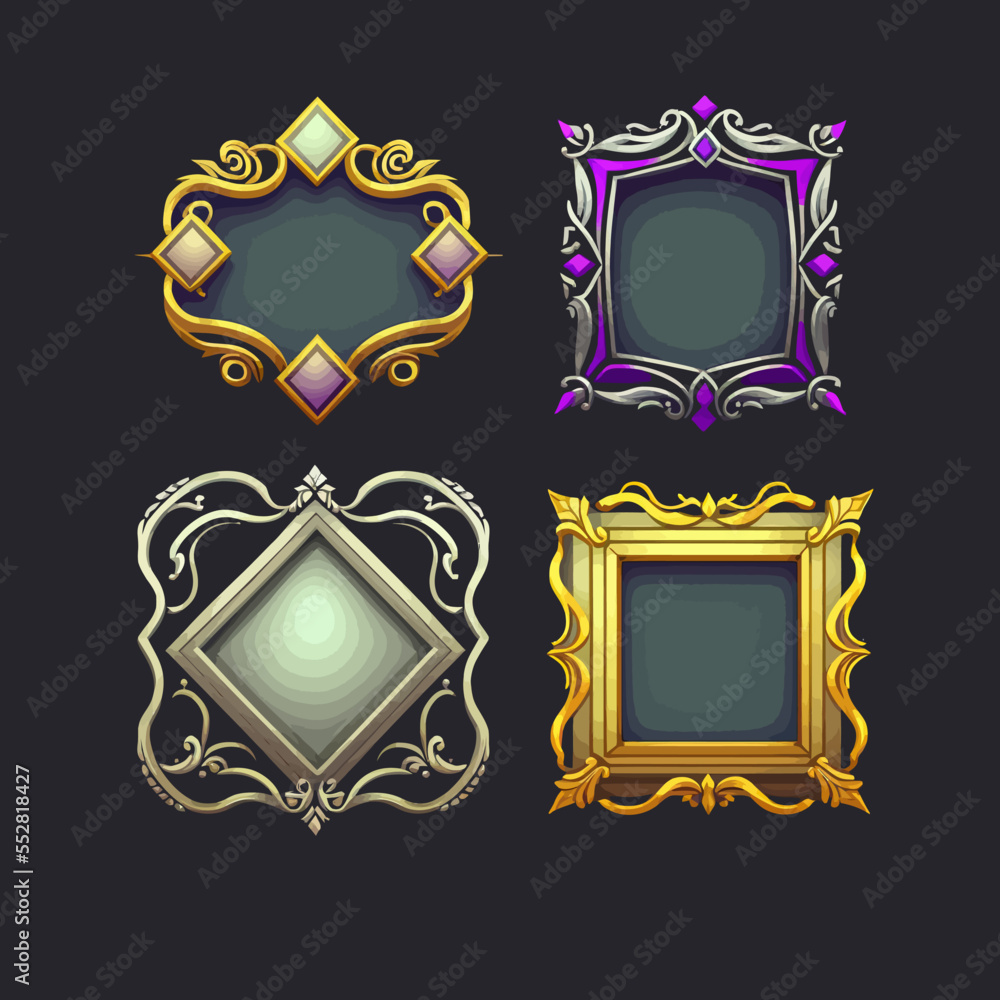 Game ui frames, gold medieval menu elements avatar UI fantasy gold ... Game ui frames, gold medieval menu elements avatar UI fantasy gold ...