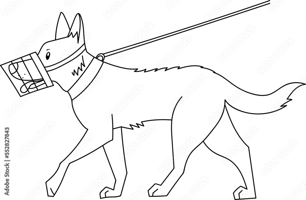 Cute coloring page for kids with cartoon bad dog. Cartoon vector ...