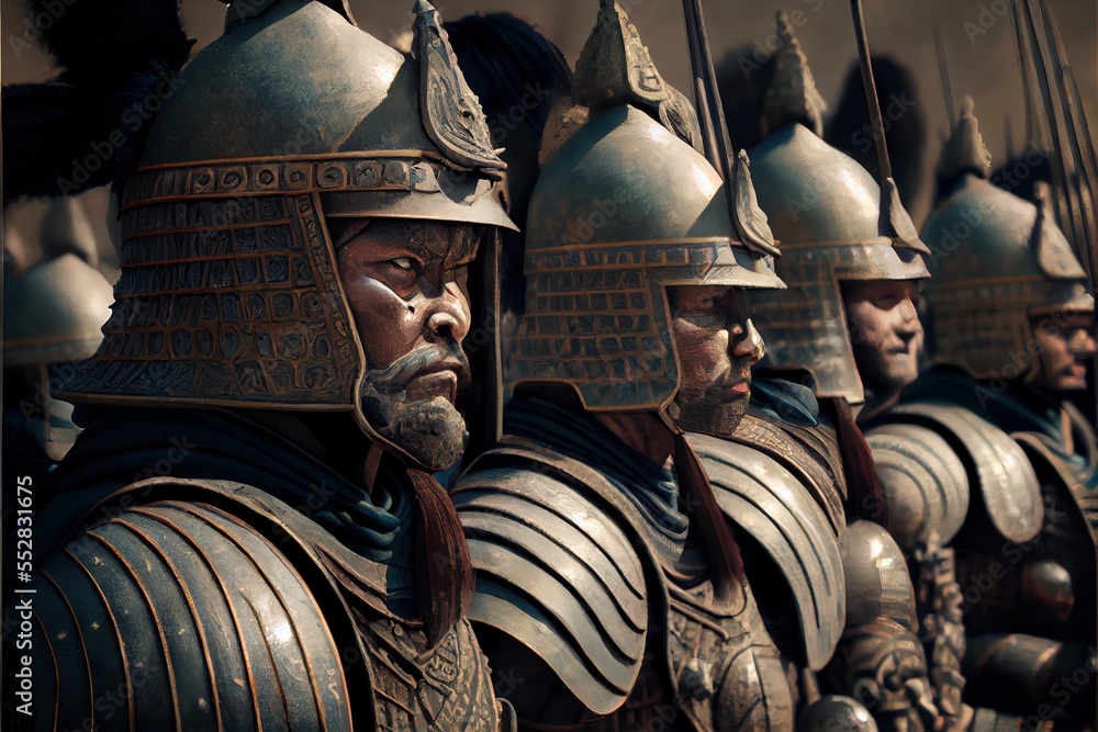 The China ancient army is preparing for battle. A formation of China ...