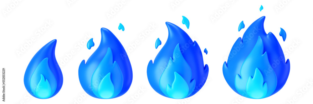 3d fire flame icons set with burning red hot sparks isolated on white ...