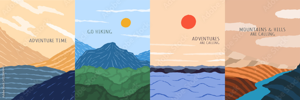 Vector illustration. Hand drawn contemporary landscape collection ...