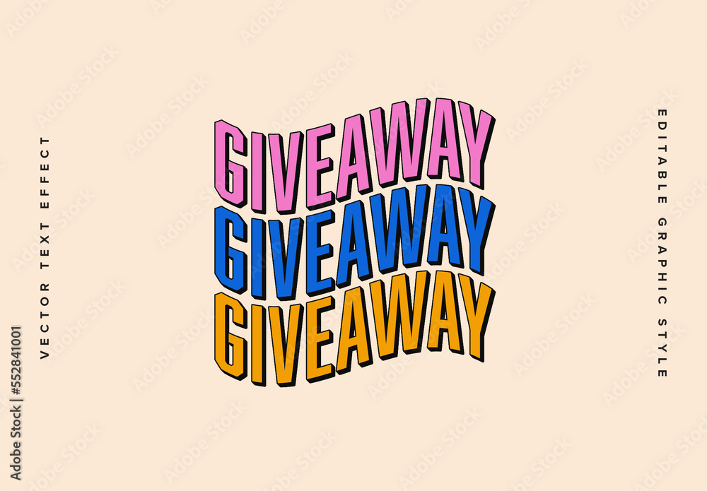 Wavy Stacked Text Effect Mockup Stock Template | Adobe Stock