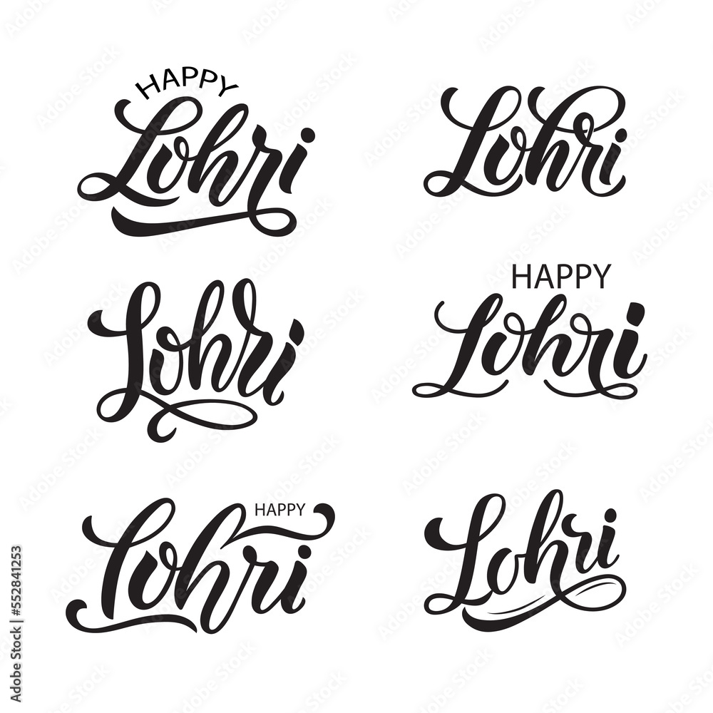 Happy Lohri handwritten text. Modern brush calligraphy, hand lettering ...