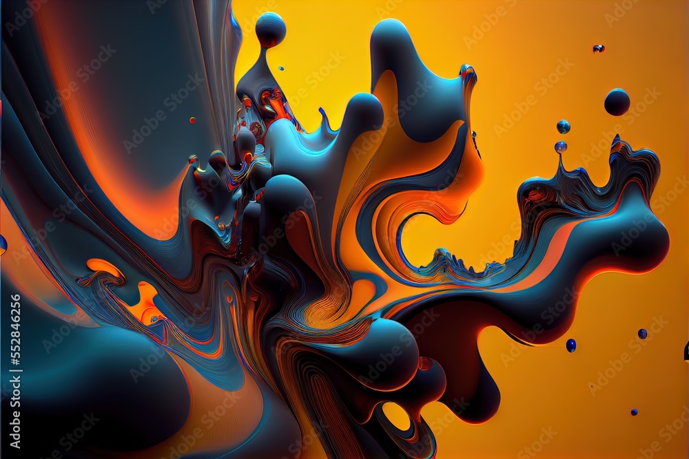 a computer generated image of a liquid swirl in orange and blue colors ...
