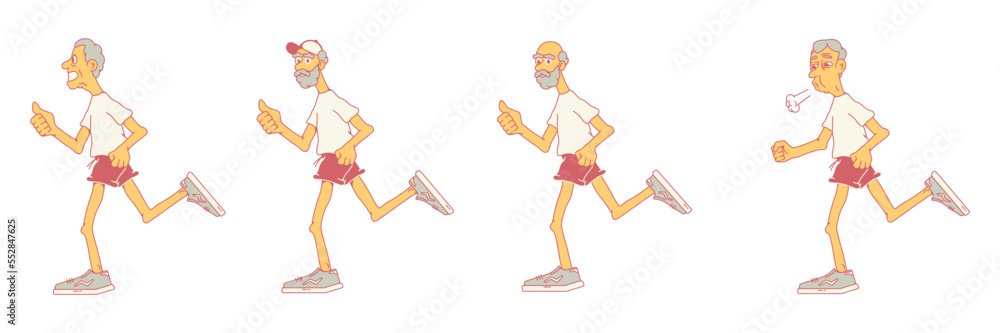 Elderly men go jogging, old people do sports for fun. Athletic older ...