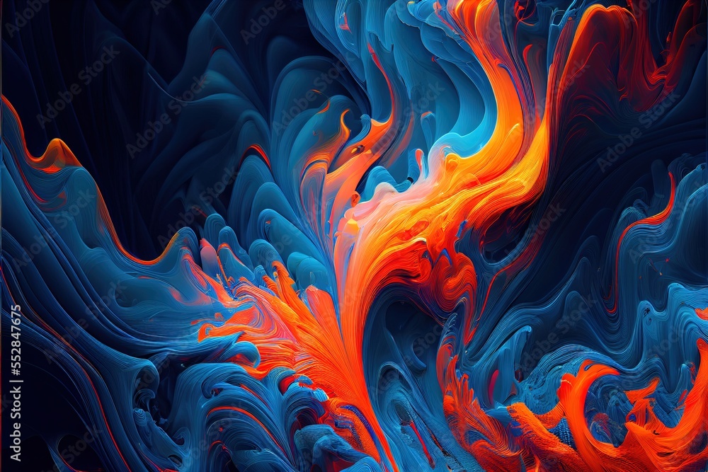 a computer generated image of a blue and orange swirl pattern with a ...