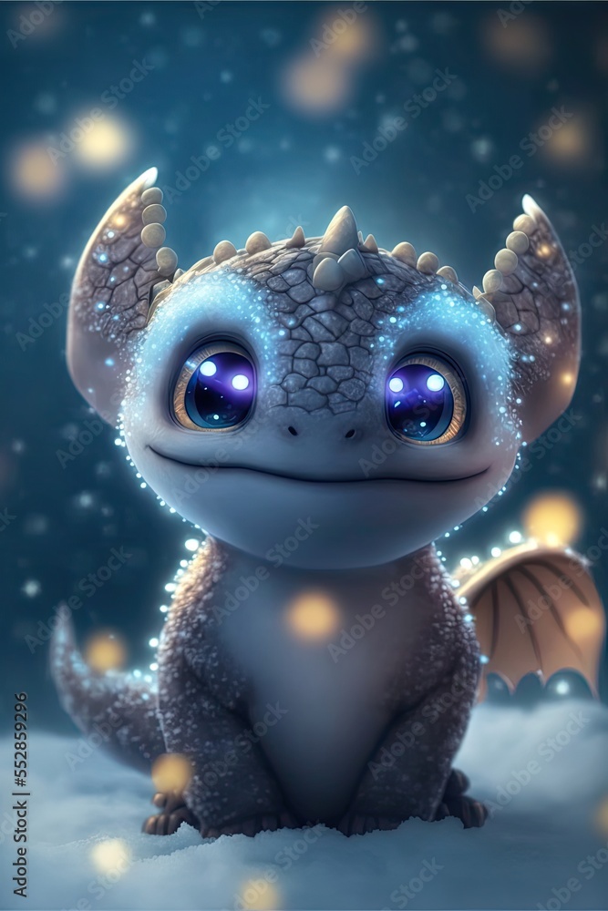 Cute Blue Baby Dragon