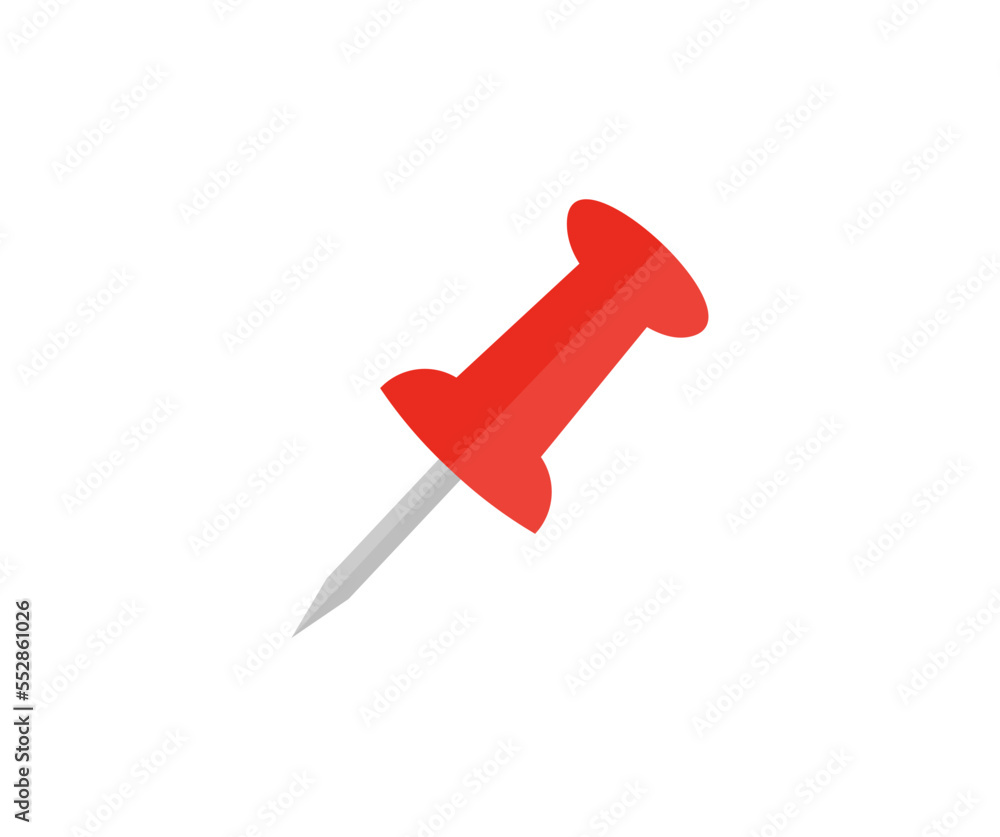 Red thumbtack, map and pushpin, pin logo design. Map tacks magnified, Push pin icon ...