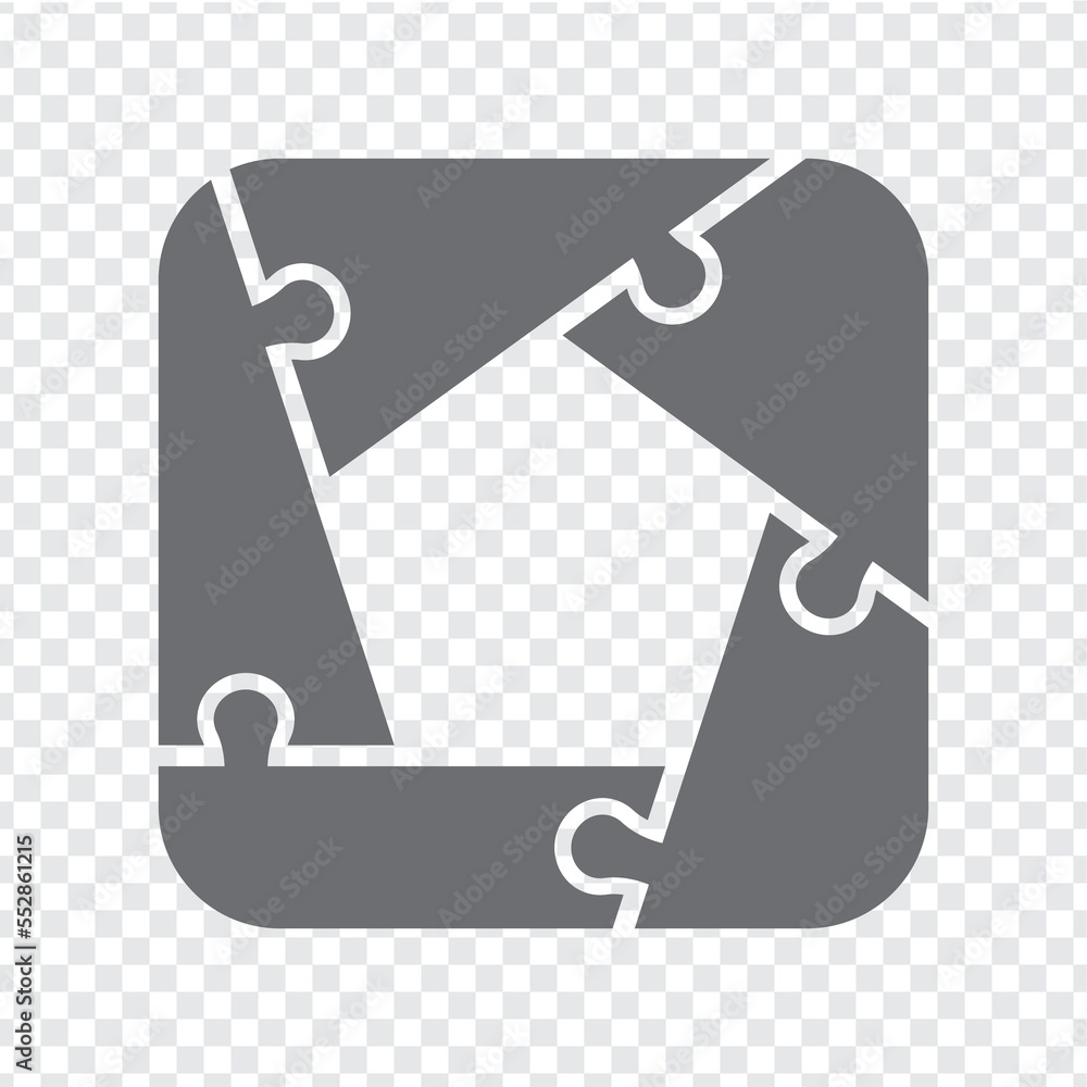 Simple icon puzzle in gray. Simple icon puzzle of the five elements on ...