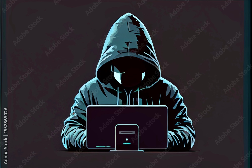 Photo & Art Print Generative AI render of a hacker at work, Schneestarre