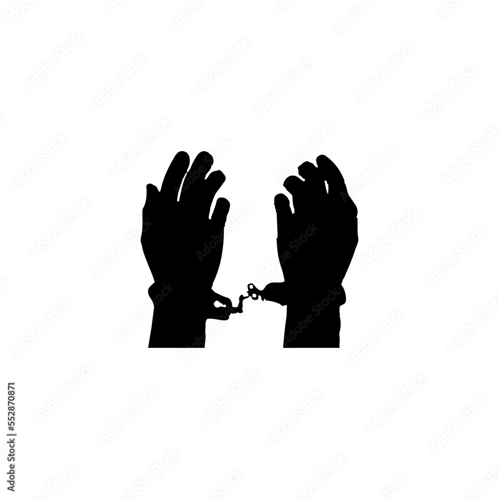 Handcuffs icon. Simple style stop acts of violence poster background ...