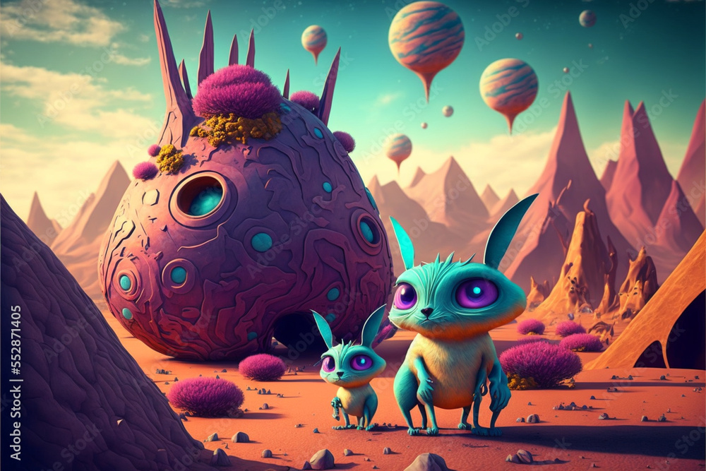 Nice and soft colors, colorful landscape of a distant inhabitable ...