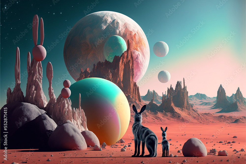 Nice and soft colors, colorful landscape of a distant inhabitable ...