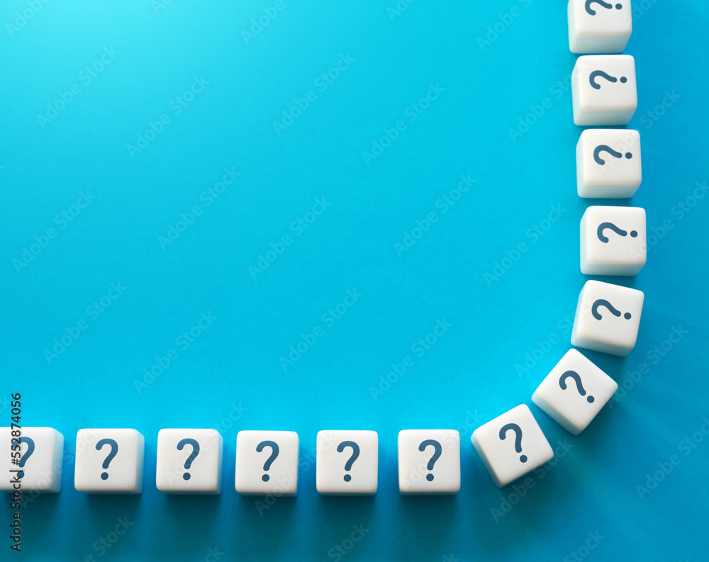 Blocks with question marks and copy space. Questions and problem ...