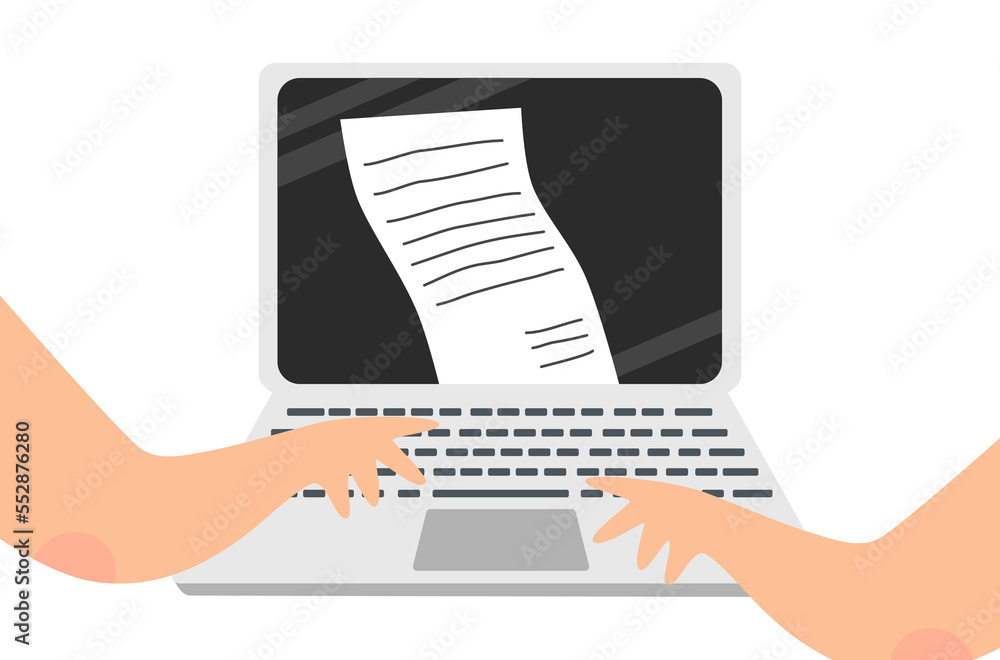 Hands typing laptop keyboard vector, businessman is working on laptop ...