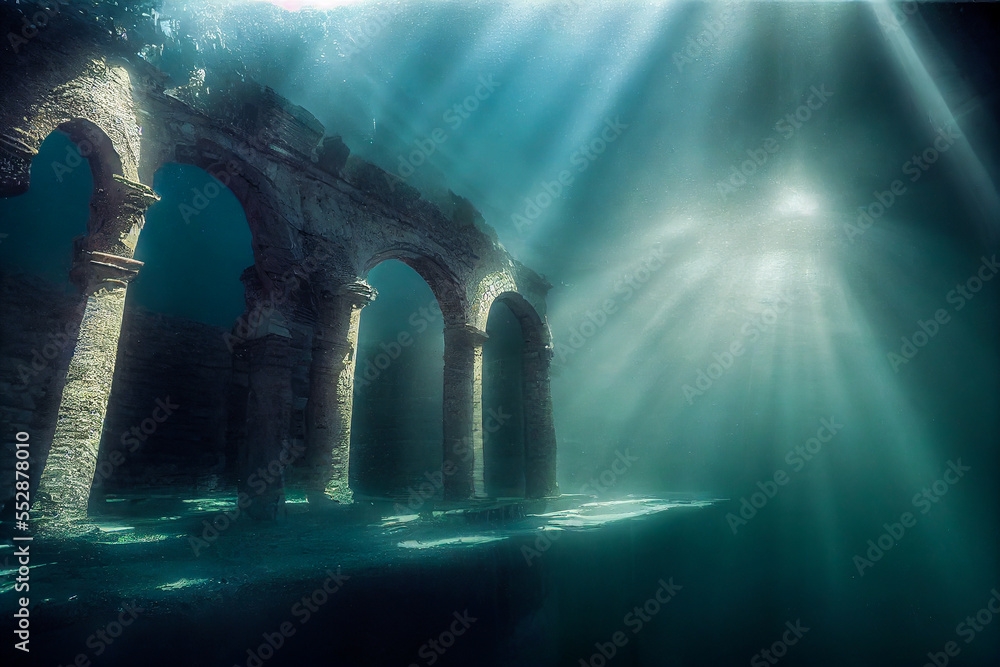 Underwater archaeological remains illuminated by the sun: ancient ...