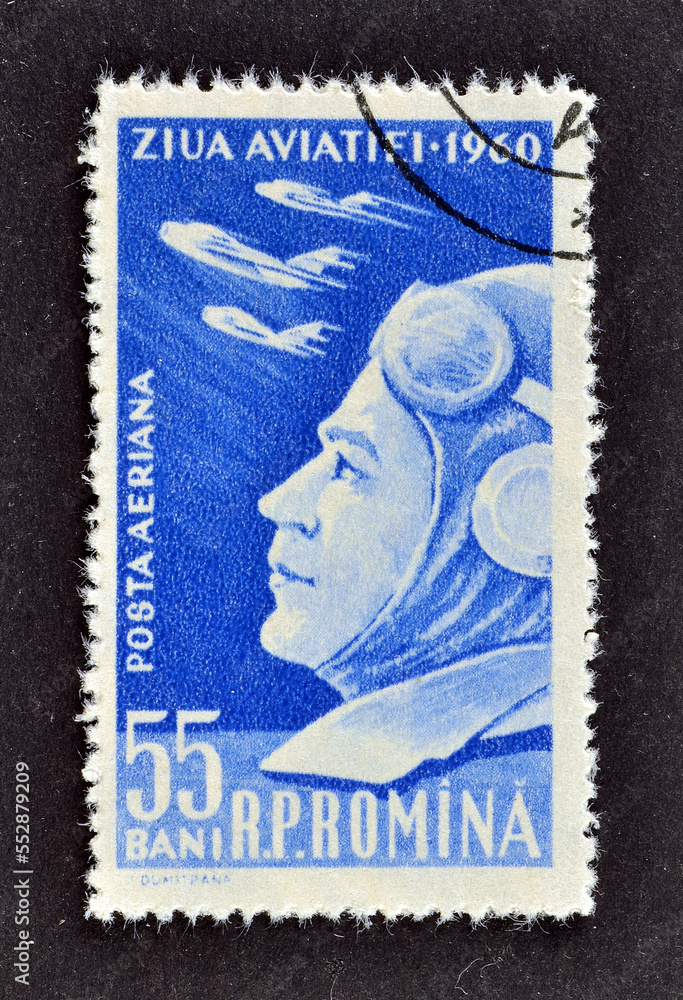 Cancelled postage stamp printed by Romania, that shows Mikoyan and ...