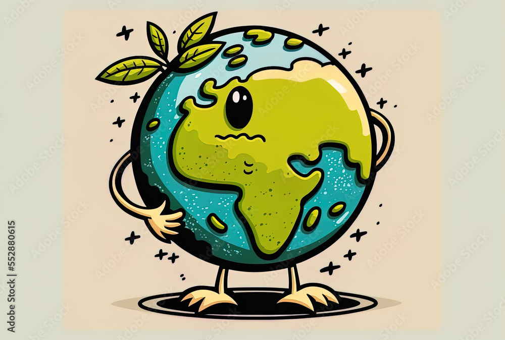 Cartoon image of a globe holding the earth, a worldwide world ...