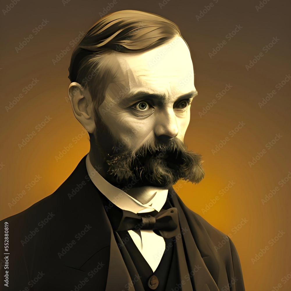 Illustrated portrait of Alfred Nobel Stock Illustration | Adobe Stock