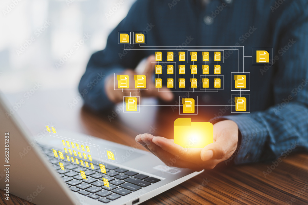 Businessman using computer Software for security, searching and ...