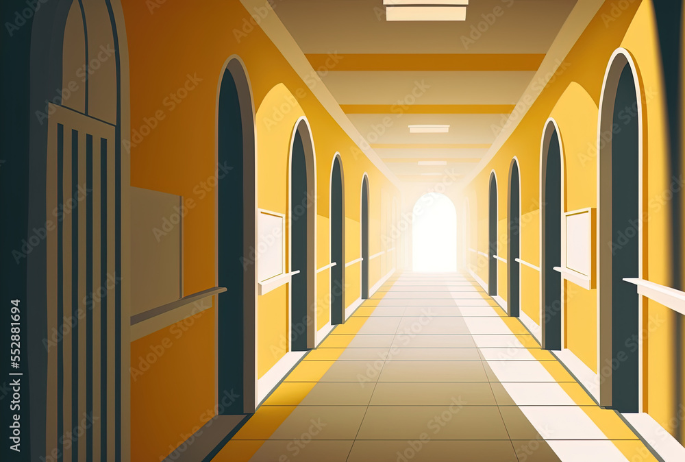 Building hallway with abstract blurring corridor background for ...