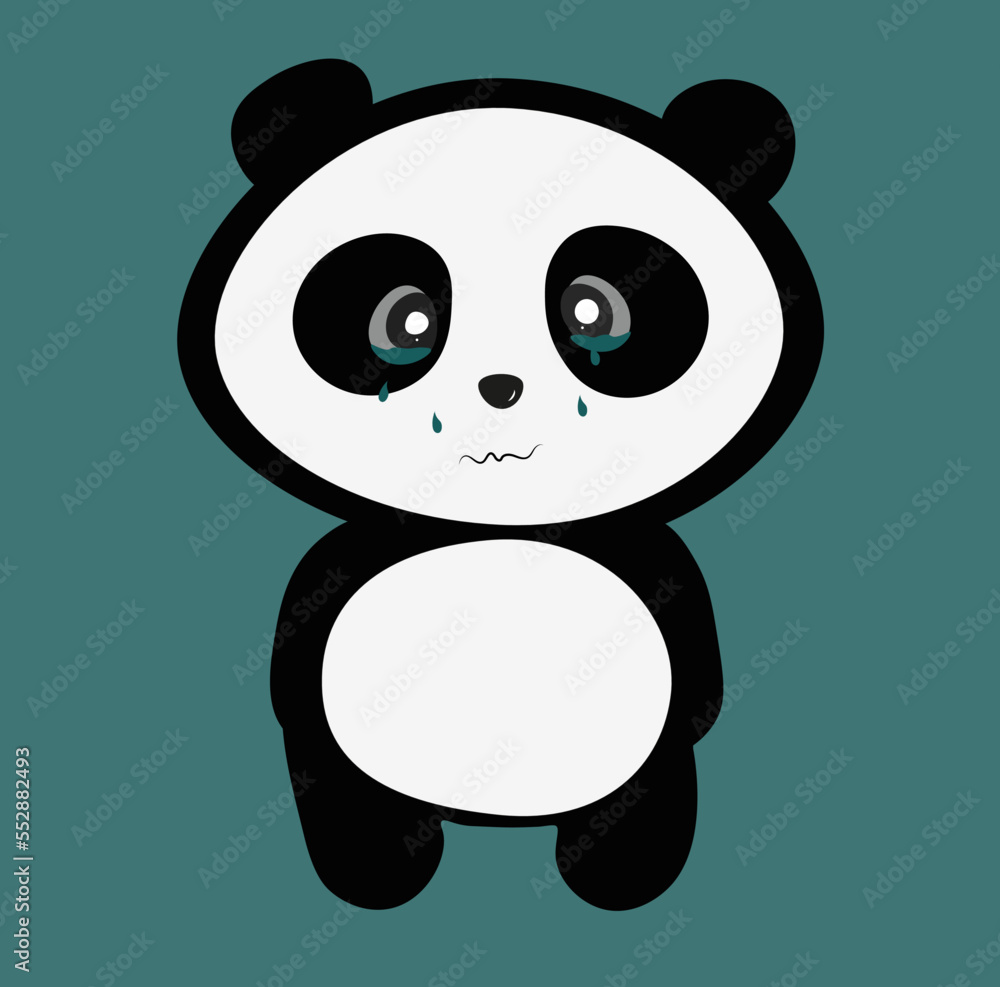 sad panda crying. cartoon animal vector illustration. Unhappy bear ...