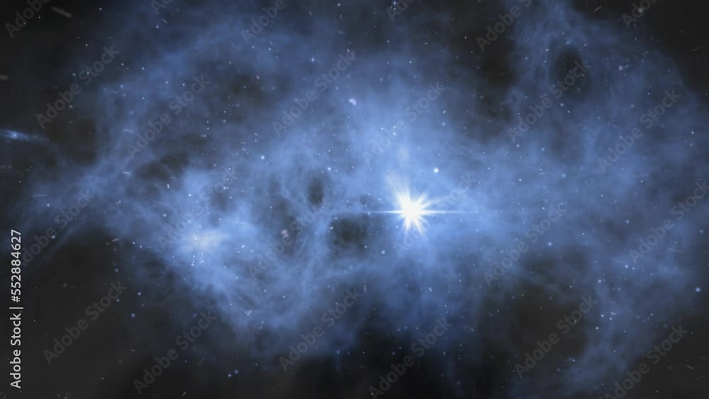 Cosmos Blue Space Flight Background 4K Loop features a view of flying ...