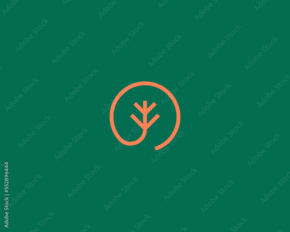 Abstract elegant tree logo. Park forest icon. Graceful garden sign ...