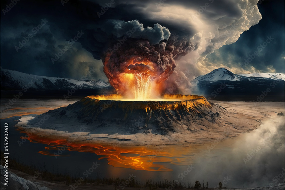 Yellowstone Supervolcano eruption. Created with Generative AI ...
