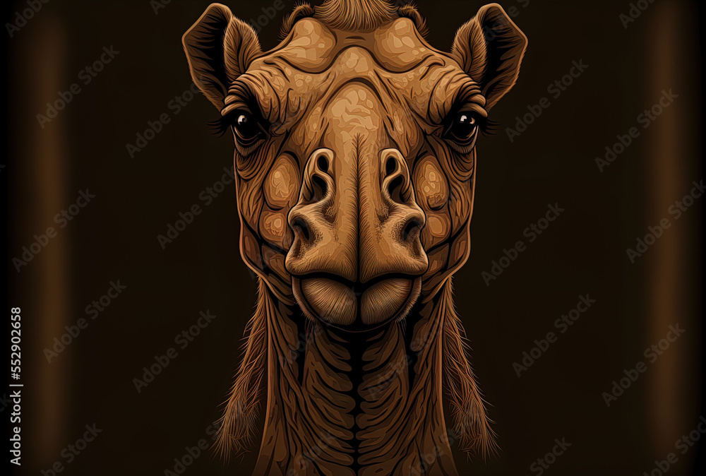 Vertical front view shot dark camel. Generative AI Stock Illustration ...