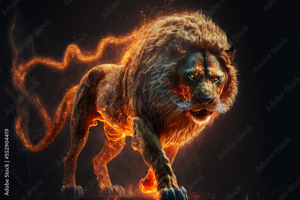 Epic cinematic portrait of a lion filled with equal parts mysterious ...