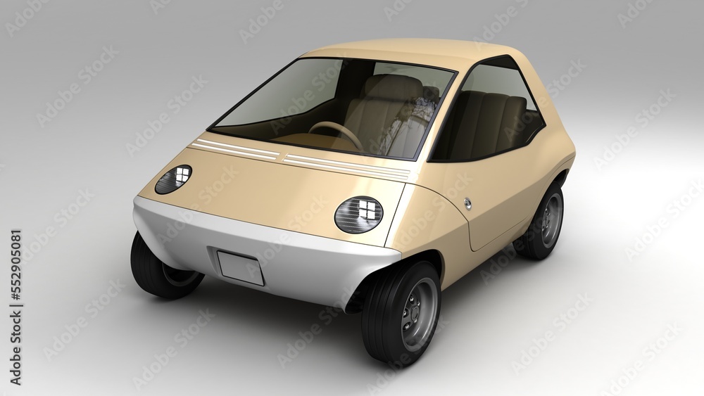 EV micro car design in retro style, CGI city car Stock Illustration ...