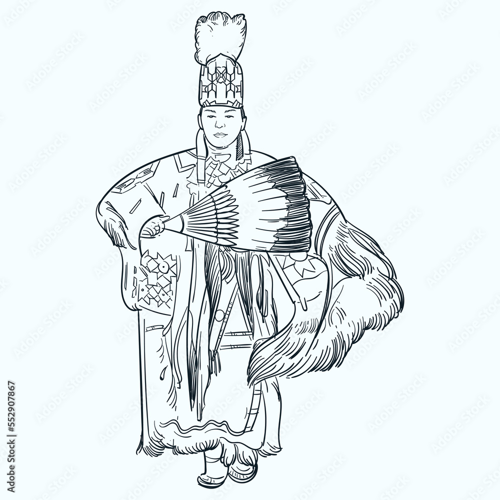 Vintage hand drawn sketch female native American costume Stock Vector ...
