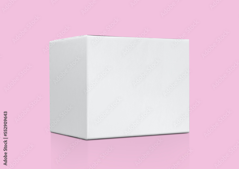 blank packaging white cardboard box isolated on pink background ready ...