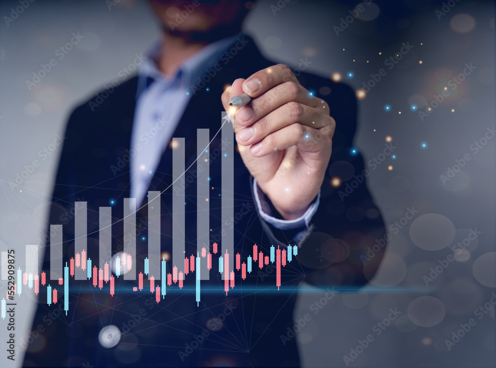 Investors' growth charts and investment analysis concepts of business ...