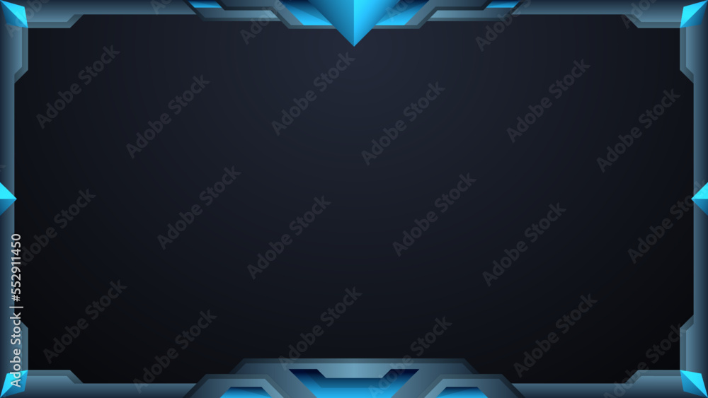 Abstract blue metal border live stream overlay video screen interface ...